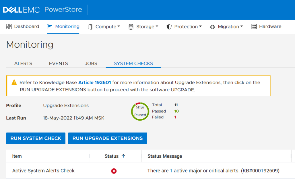 PowerStore: Active alerts detected by health checks | Dell Thailand