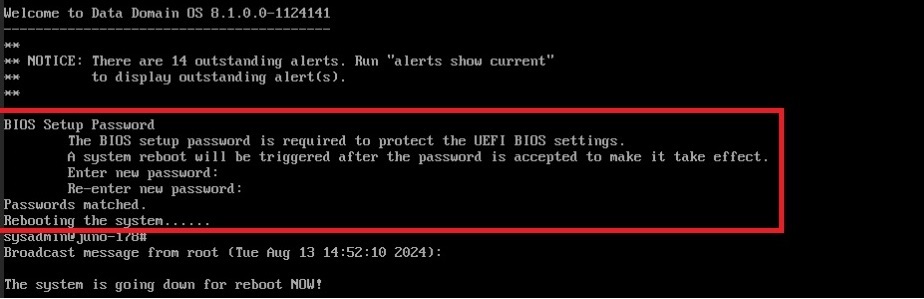 Data Domain: DD9410|Prompt voor DD9910 BIOS-wachtwoord na upgrade van ...
