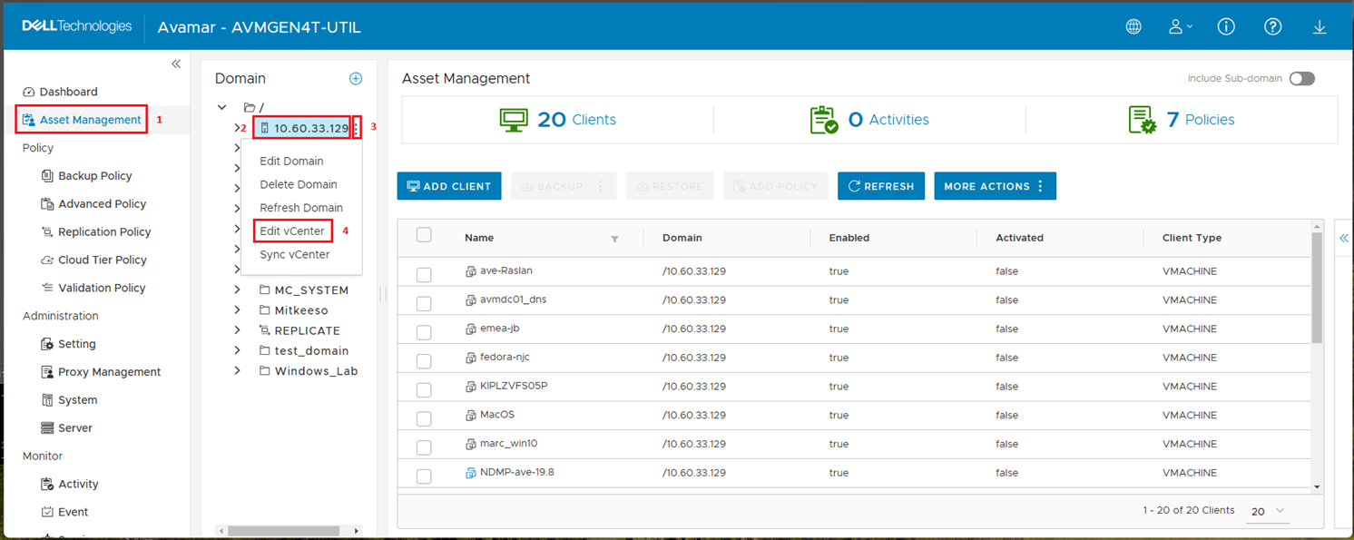 Avamar: How to Update Avamar Credentials to Connect to Integrated ...