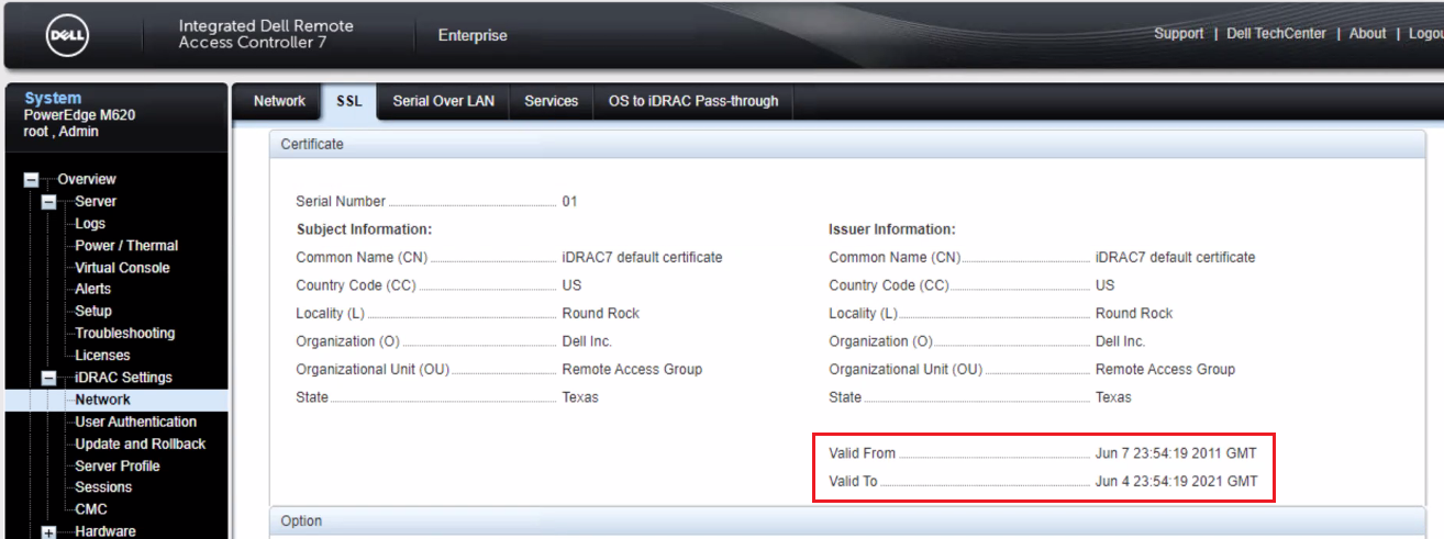 iDRAC:iDRAC6、iDRAC7、またはiDRAC8 - デフォルトのSSL Webサーバー証明書の有効期限が切れています | Dell 日本