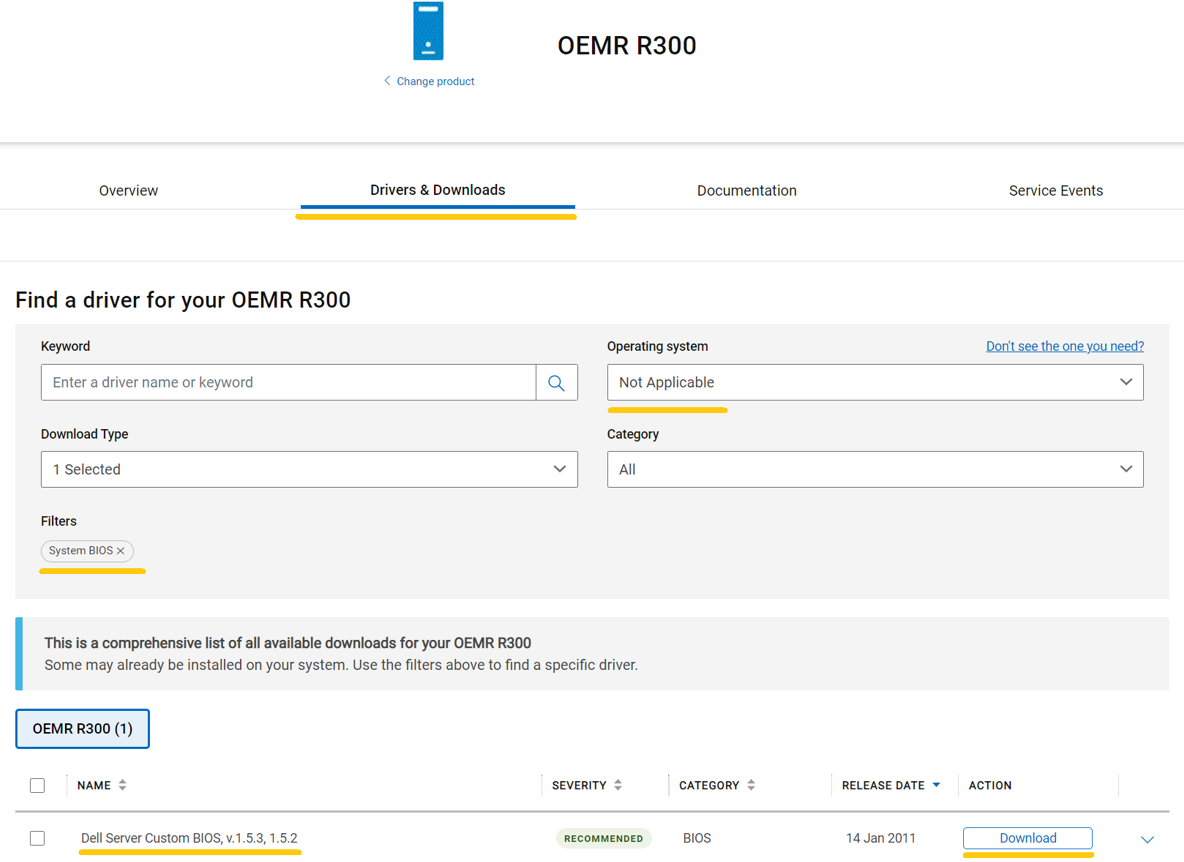 PowerEdge: Dell 지원 사이트에서 OEM Ready BIOS를 다운로드하는 방법 | Dell 대한민국