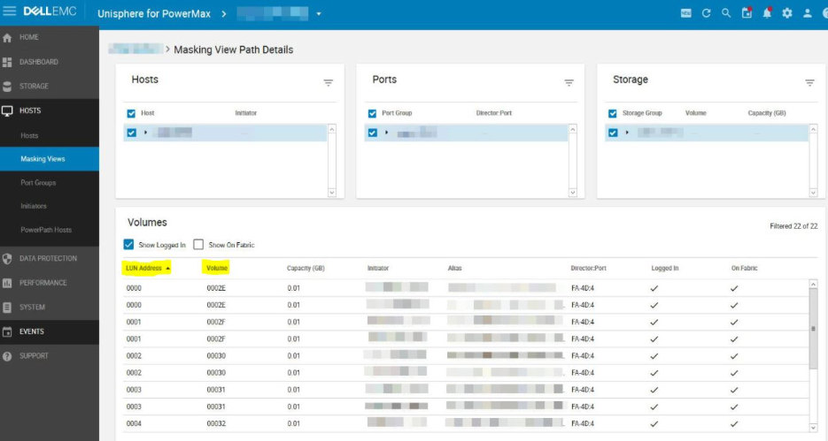 Unisphere for PowerMax、Solutions Enabler: PowerMaxまたはVMAXホストLUN IDを表示 ...