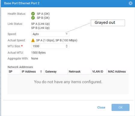 Dell Unity: "Port Speed is Inconsistent on SP A and SP B" Warning on ...