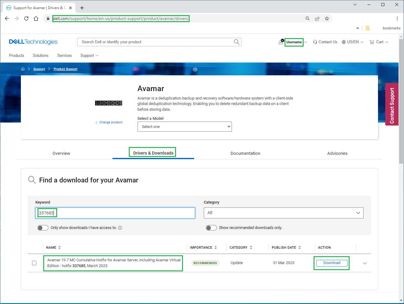Avamar: How to find and download a product hotfix, patch, install or ...
