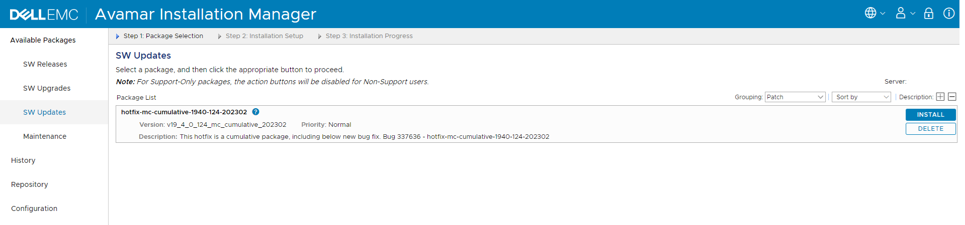Avamar: How to apply an Avamar package (.avp) using the Avamar ...