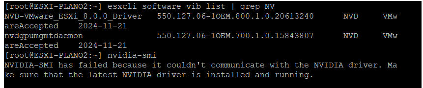 PowerEdge - NVIDIA Driver Error: nvidia-smi has failed because it could not communicate with the ...