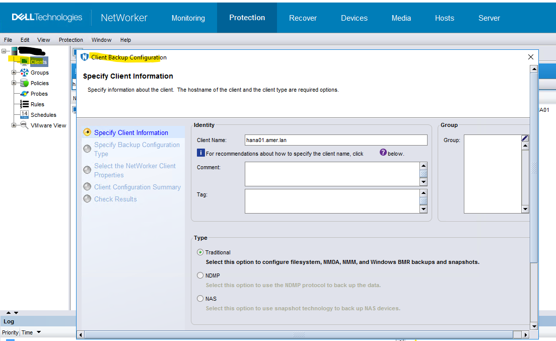 NetWorker: NMSAP SAP/Oracle client backup fails with The NSR client resource for could not be ...