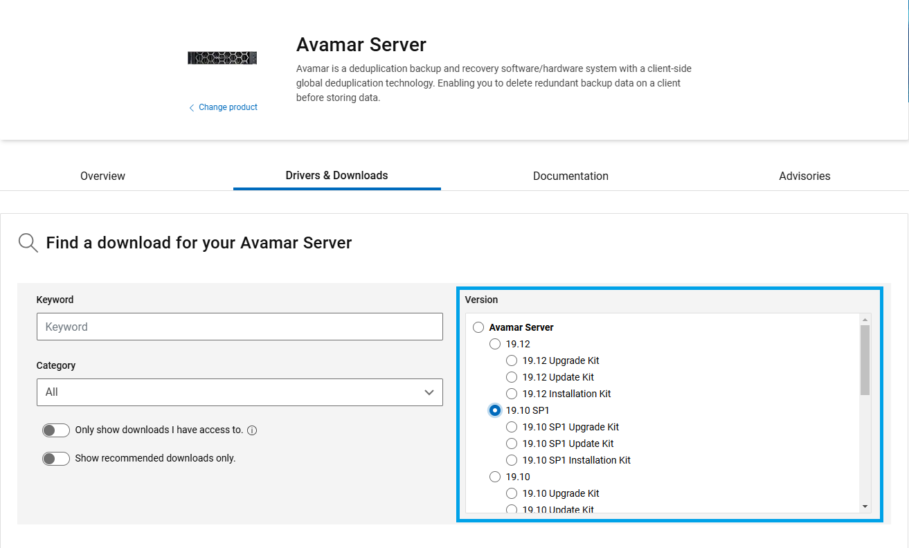 Avamar: How to find and download a product hotfix, patch, installation ...