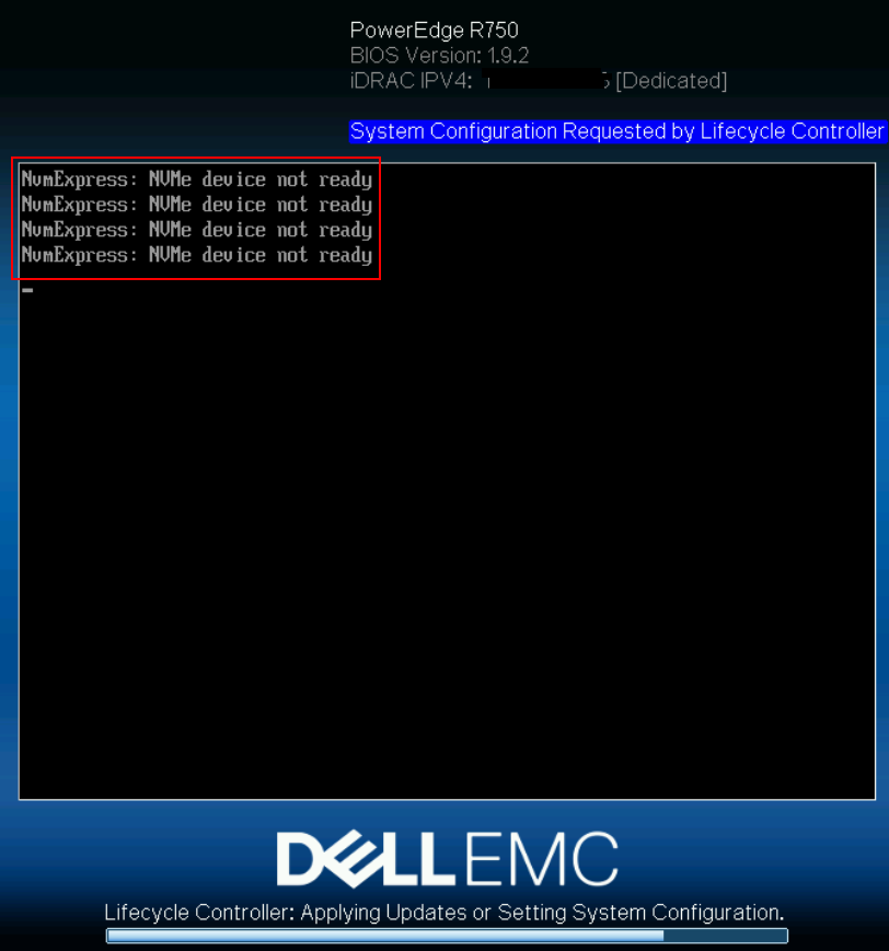 PowerEdge: R750 not Boot and Have an Error "NvmExpress: NVMe device not ready" | Dell US