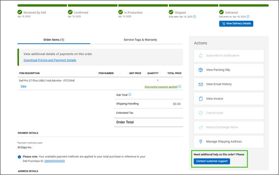 Order Support | Dell UK