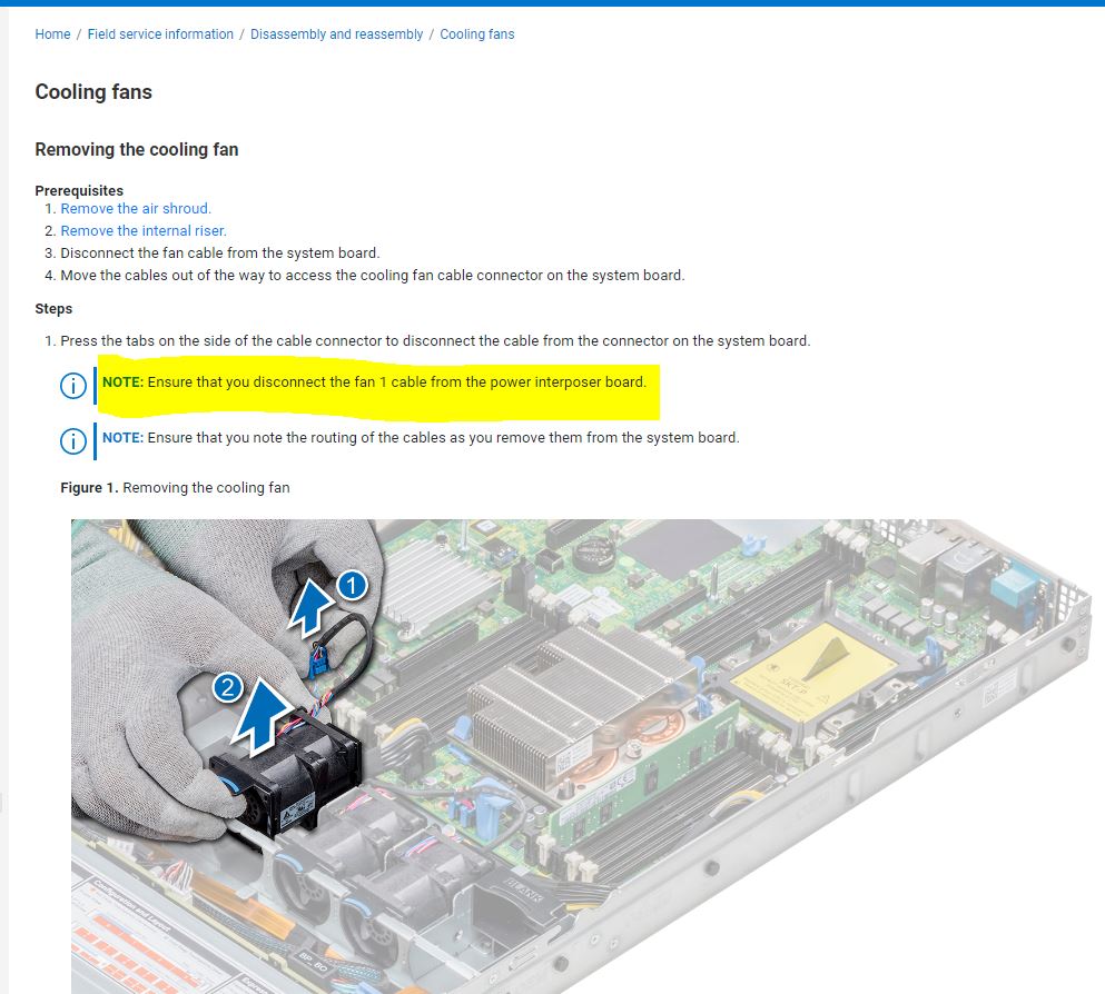 PowerEdge: R440 - FAN1 cable connects to Power Interposer Board (PIB ...