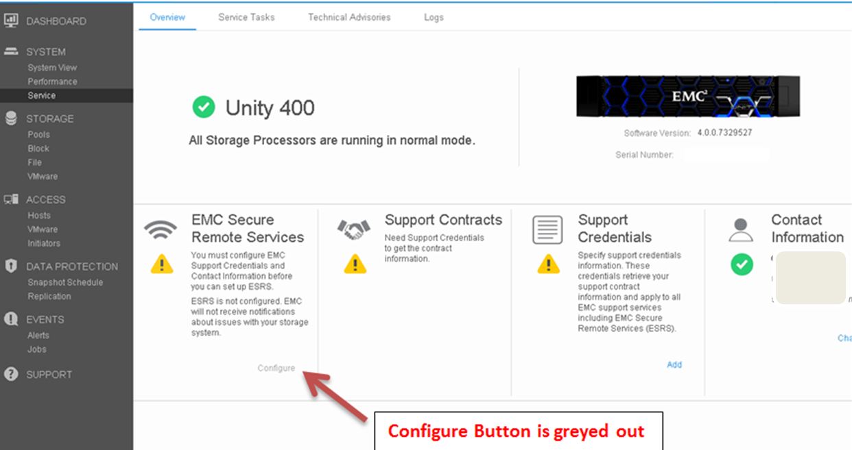 Dell EMC Unity: Unable to configure ESRS Centralized on Unity OE 4.0 ...