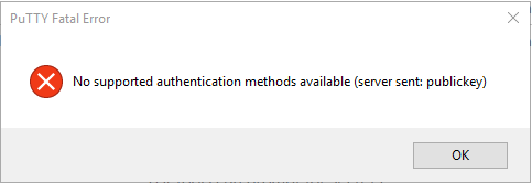 ESXi 서버에 로그인을 시도하면 "No supported authentication methods available (server sent: publickey)" 오류가 ...