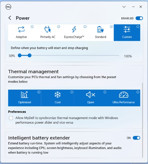 All Modes Are in the Selected State When MyDell Is Launched for the ...
