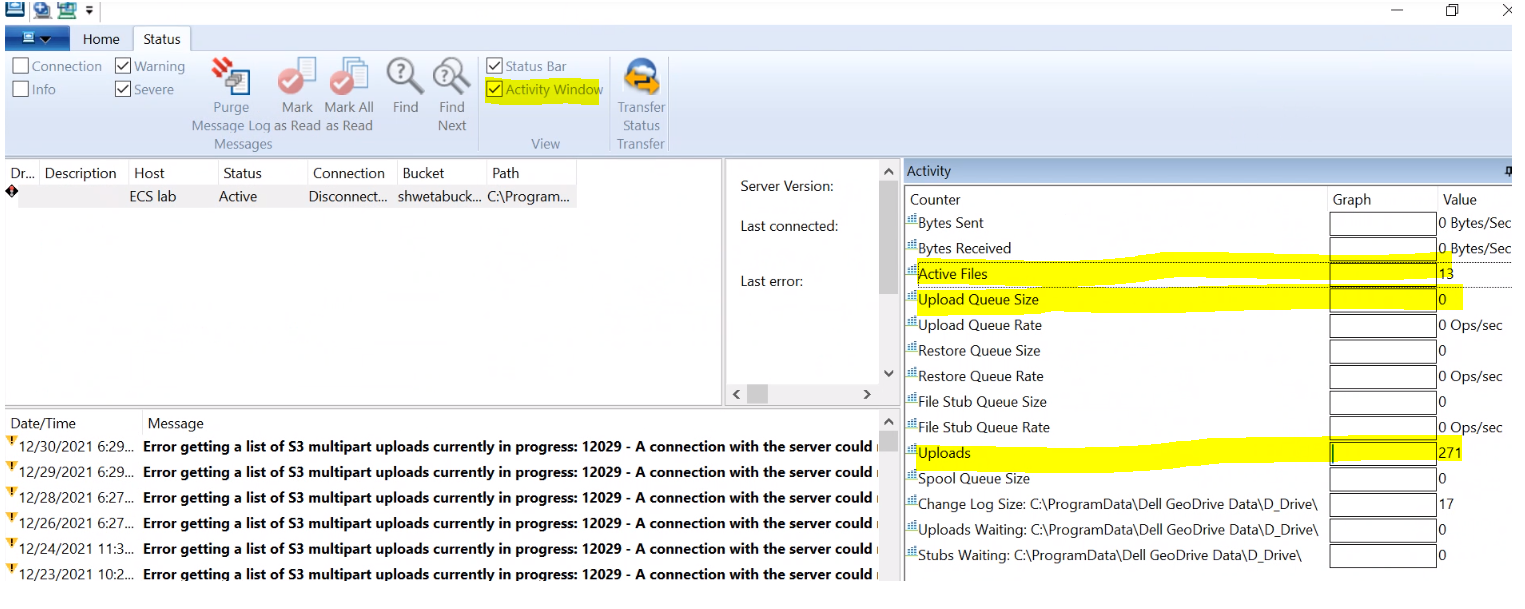 ECS: 이전에 제외되어 업로드되지 않은 GeoDrive 파일 | Dell 대한민국