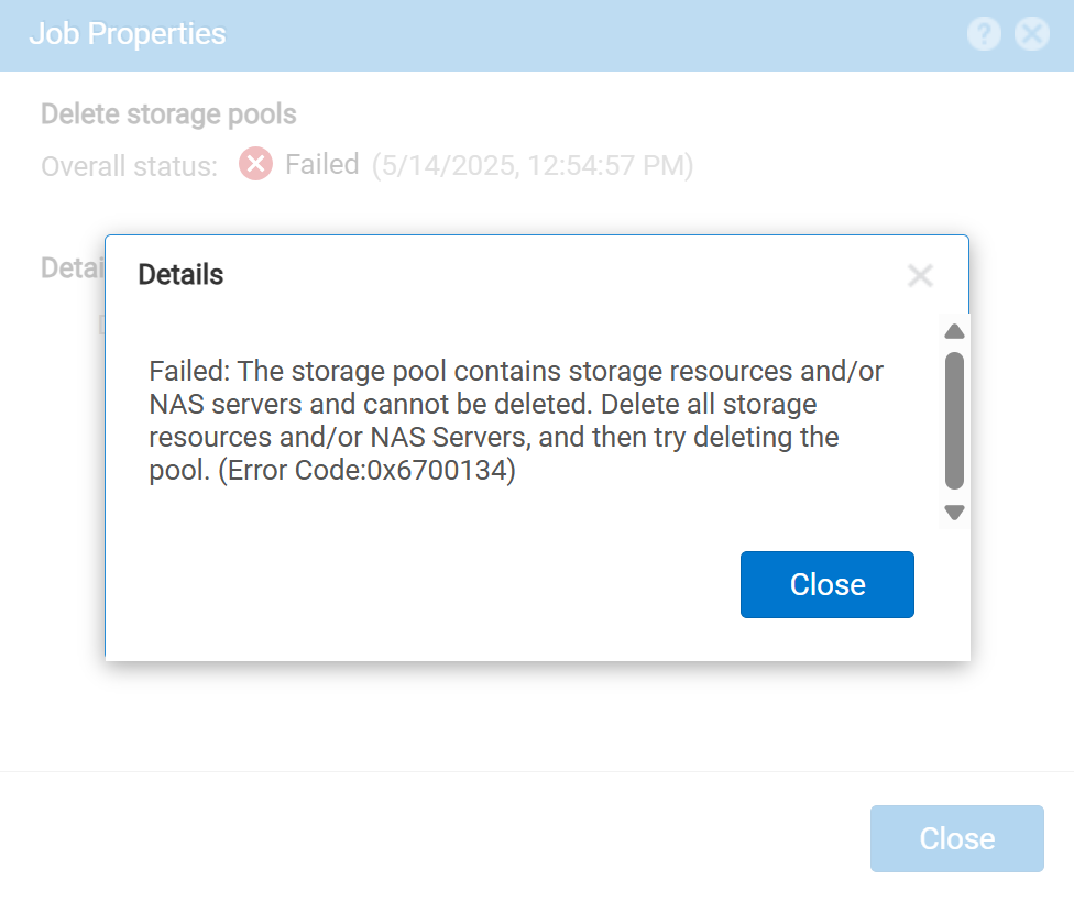 Dell Unity: El pool de almacenamiento contiene recursos de ...