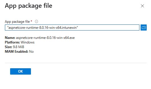 How to Package and Upload ASP.NET Core Runtime 8.0 x64 for Use in Microsoft Intune | Dell US