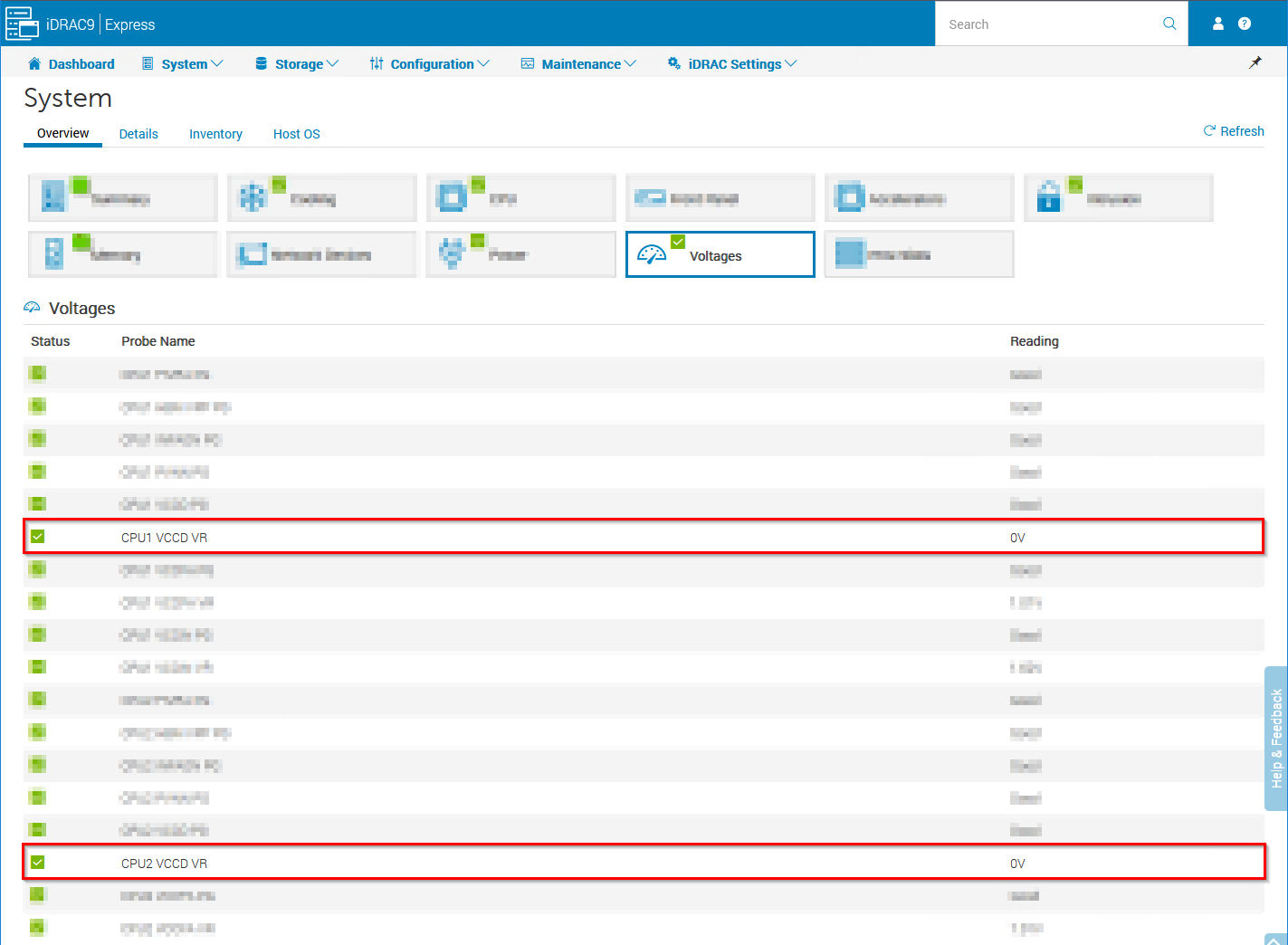 PowerEdge: 16G - 0V Reading On CPU VCCD Voltage Regulators | Dell US