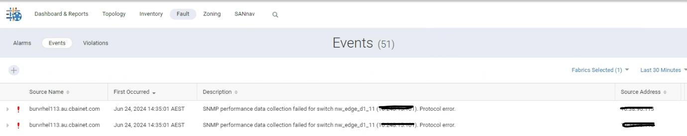 Connectrix: : SAN Nav: Falha na coleta de dados de desempenho do SNMP ...