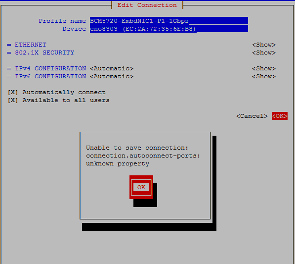 Rocky Linux: Error "unknown property" while trying to change network interface properties | Dell US