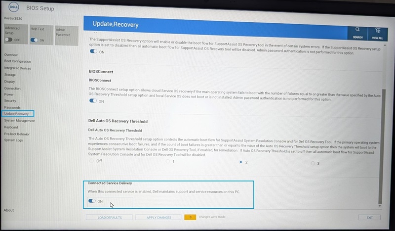 How to Enable or Disable Connected Service Delivery in the BIOS | Dell ...