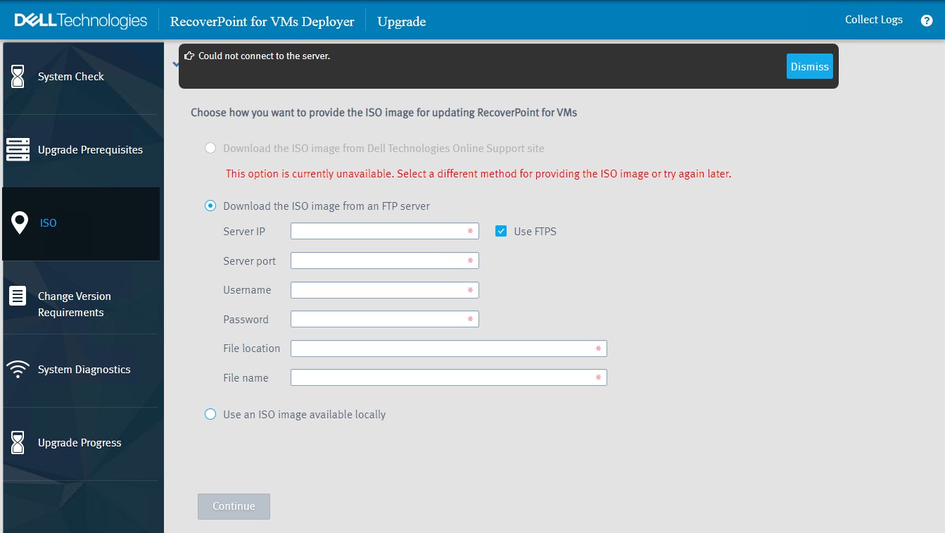 RecoverPoint for VMs: Upgrades and Installations may show connection ...