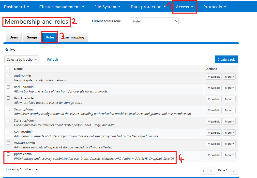 PowerProtect Data Manager – PowerScale/Isilon-Nutzerberechtigungen zur ...