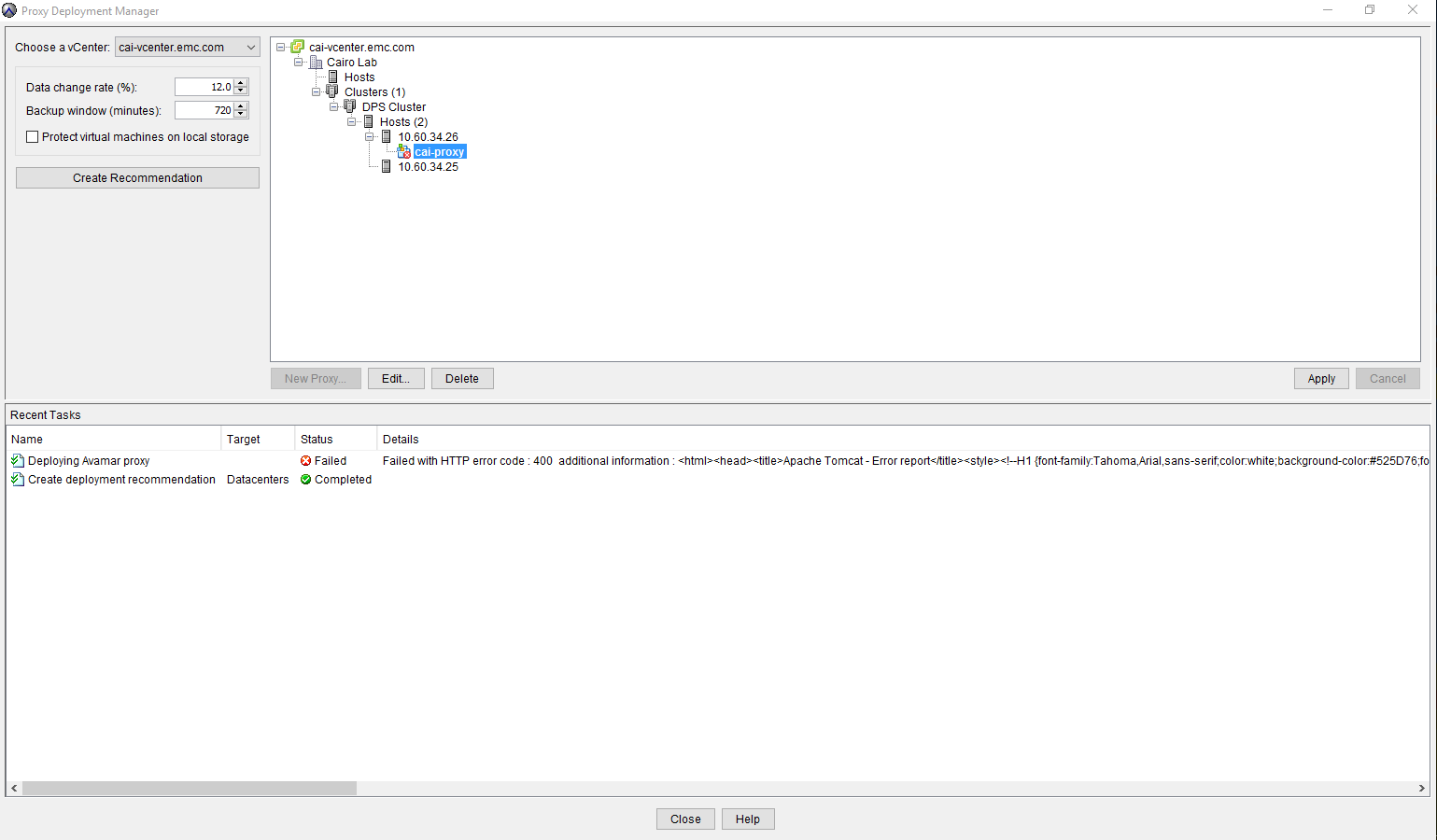 Avamar: Proxy Deployment Manager kan ikke implementere proxy | Dell Danmark