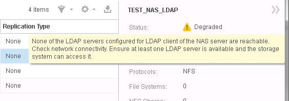 Dell Unity: LDAP servers show unreachable and NAS server listed as ...
