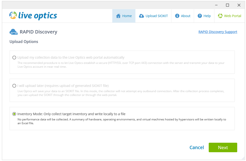 Live Optics | 래피드 디스커버리 | RAPID Discovery를 사용하여 VMware vCenter 검사 완료 ...
