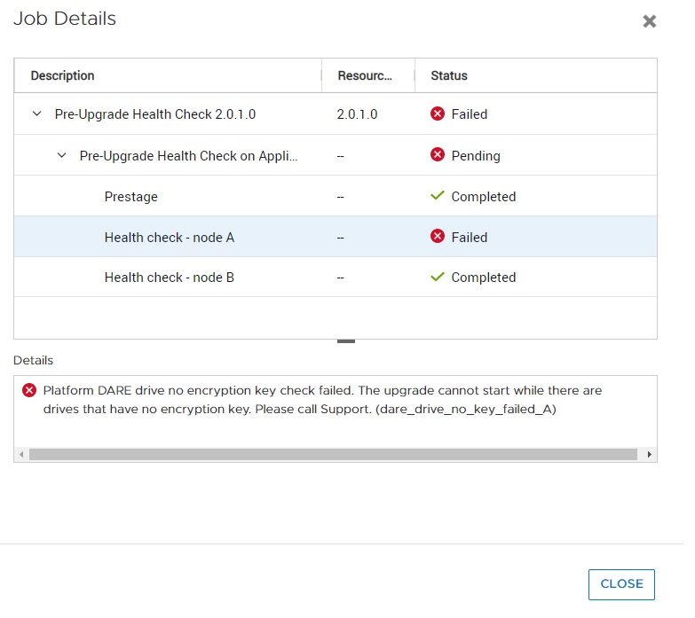 PowerStore: 상태 점검: DARE 플랫폼 드라이브 암호화 키 확인 실패 | Dell 대한민국