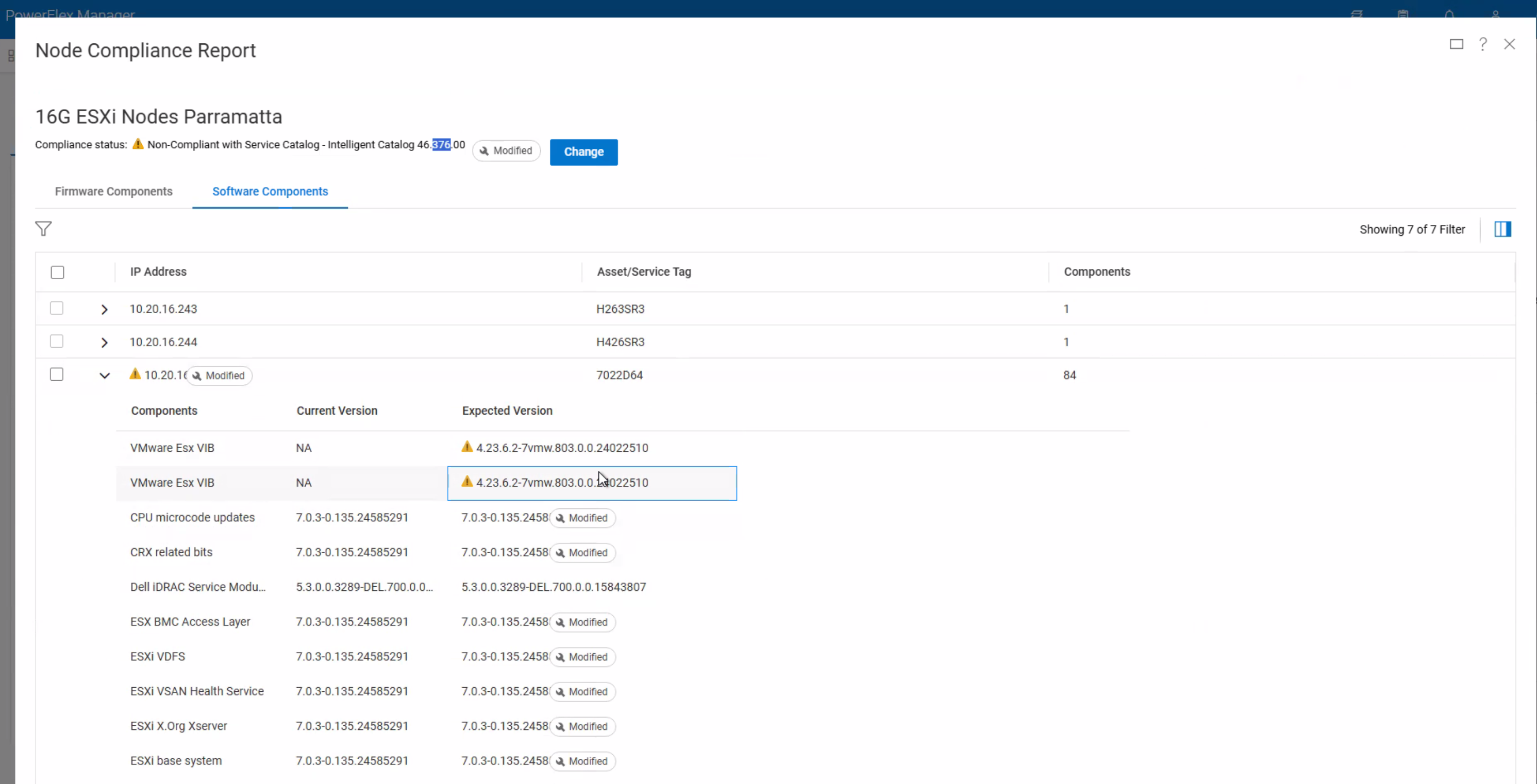 PowerFlex Management Platform - Node Compliance Report displays invalid VIBs | Dell India