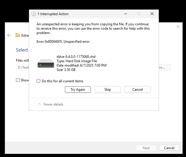 ZIP Extraction Failure for Large VHD Files Using Windows Explorer | Dell US