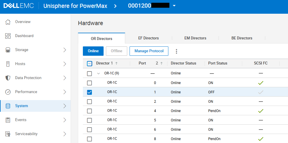 PowerMax: How to enable and disable a Frontend port using Unisphere or ...