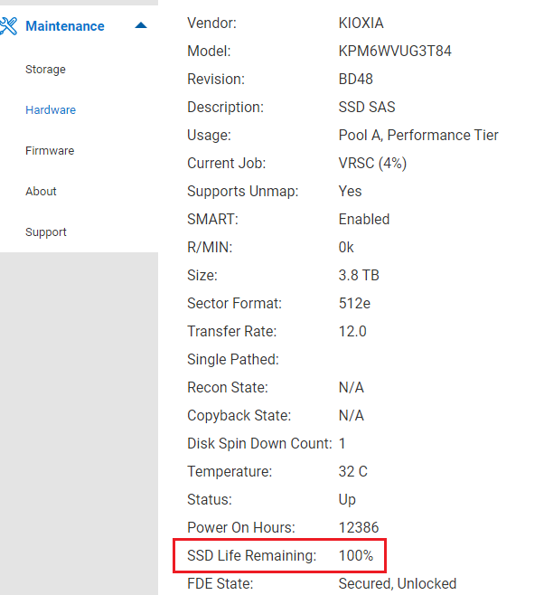 PowerVault ME4, ME5: A solid-state disk (SSD) is nearing its end of ...