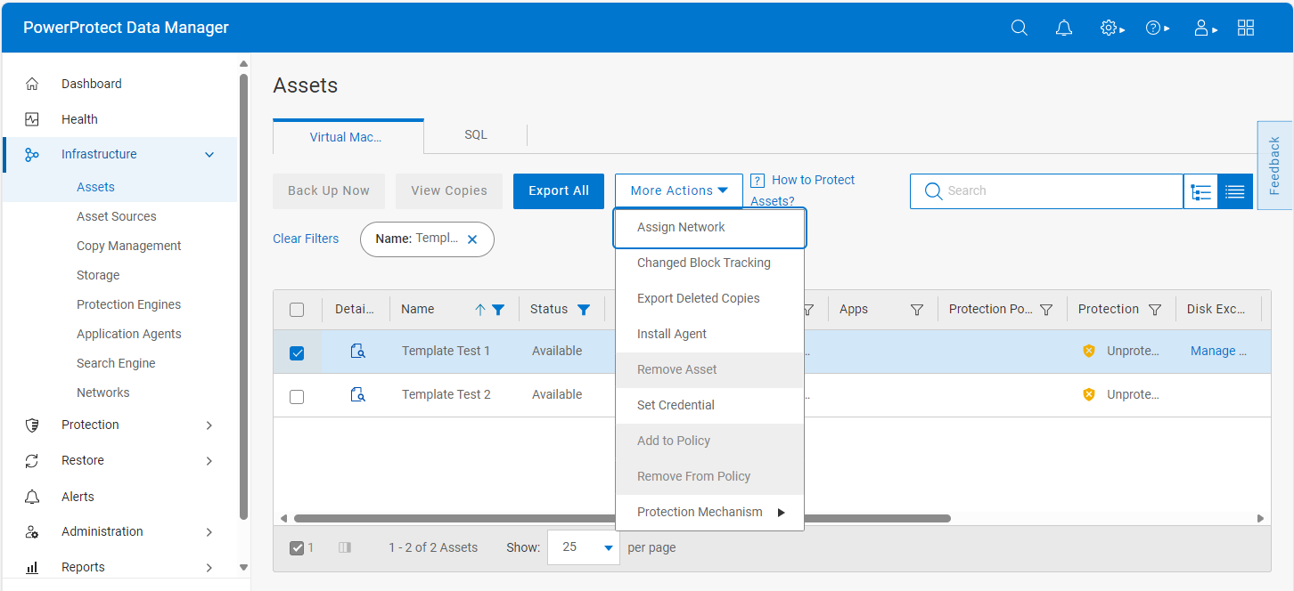 VM templates cannot be added to Protection Policy and show unprotected ...