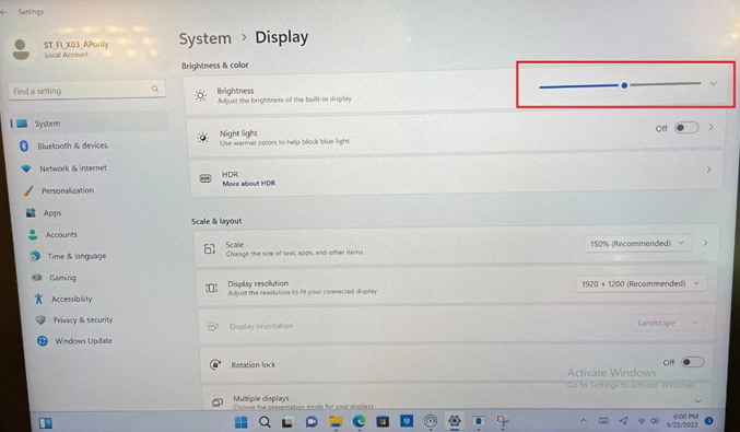 Latitude 7230 Rugged Extreme Tablet Brightness and Volume Slider Bar Settings Change to Maximum ...