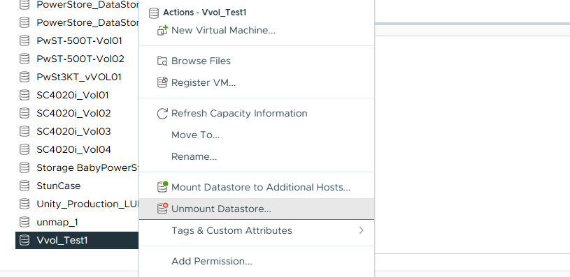 PowerStore: vVol-Datenspeicher wird in vCenter als 0 B angezeigt | Dell Deutschland