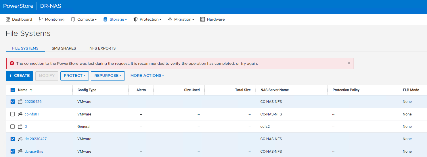 PowerStore: NAS Replication Session Received the Message "The ...