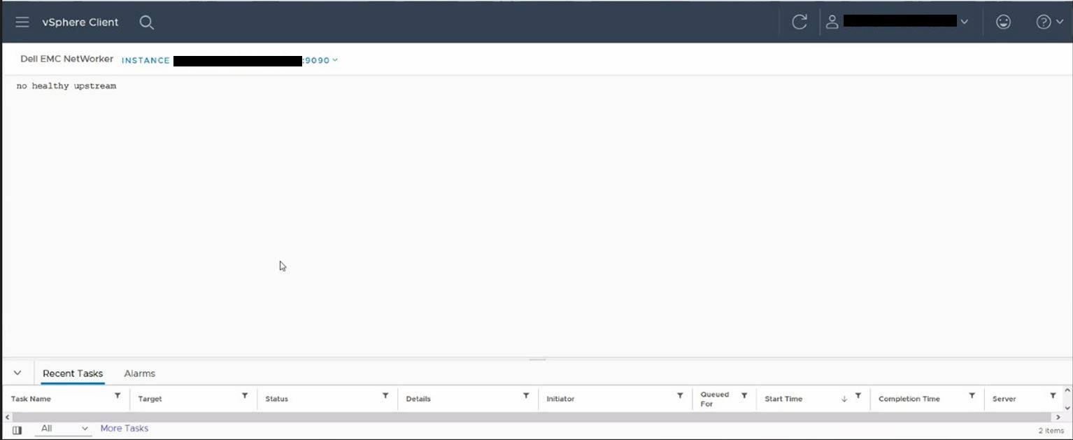 NetWorker: vSphere Plug-in fails to connect to NetWorker with "no ...