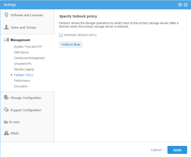 Dell EMC Unity: How Failback policy managment functions (User ...