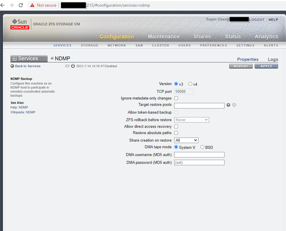 Avamar: How to Create Modify or Verify Oracle ZFS NDMP User and ...