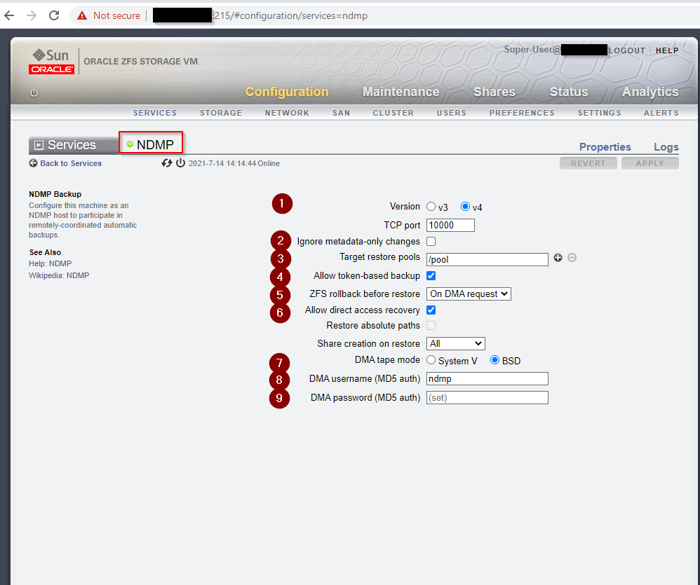 Avamar: How to Create Modify or Verify Oracle ZFS NDMP User and ...