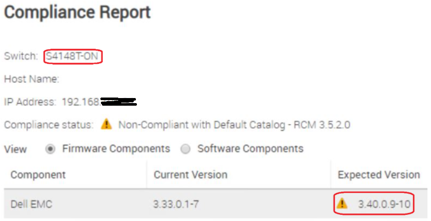 PowerFlex Manager: Dell switch shows non-compliant report because PFxM ...