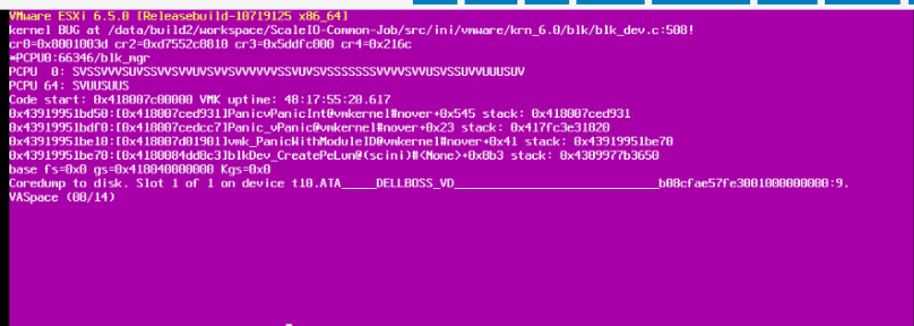 VxFlex OS: ESXi Purple Screen with blkDev_CreatePeLun (scini) Module ...