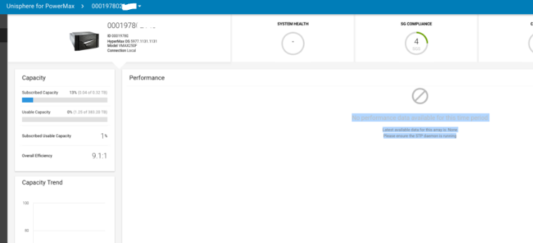 Unisphere for PowerMax：运行状况评分和性能数据缺失。 | Dell 中国