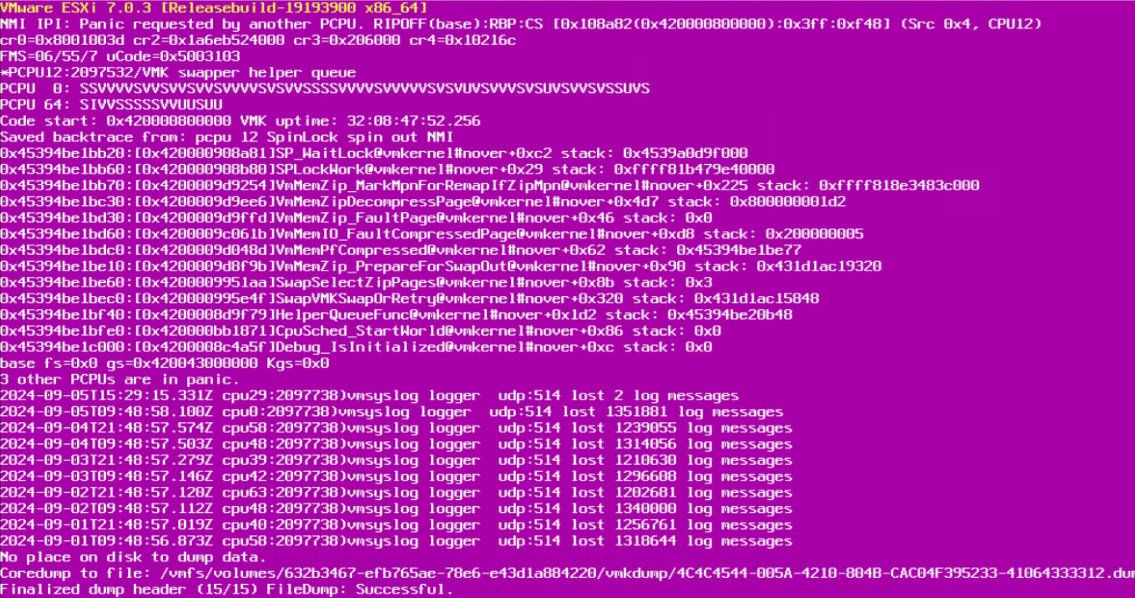 VCF on VxRail: Host was unresponsive With PSOD PCPU Error | Dell US