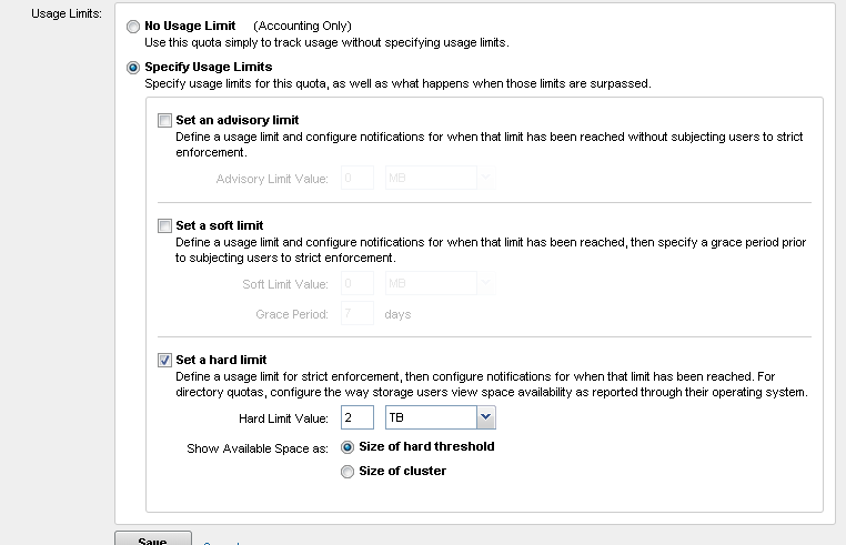 Quota shows as total available disk space of the cluster and not the ...