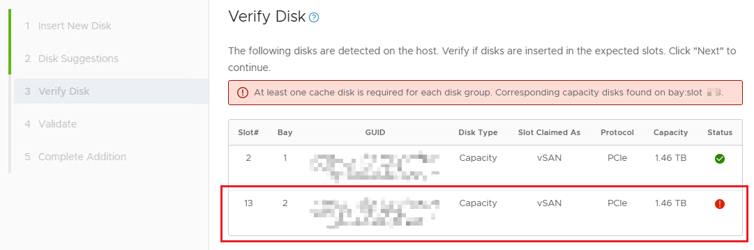 VxRail: Adding disk fails "Disk group policy" the disk's physical location does not match | Dell US