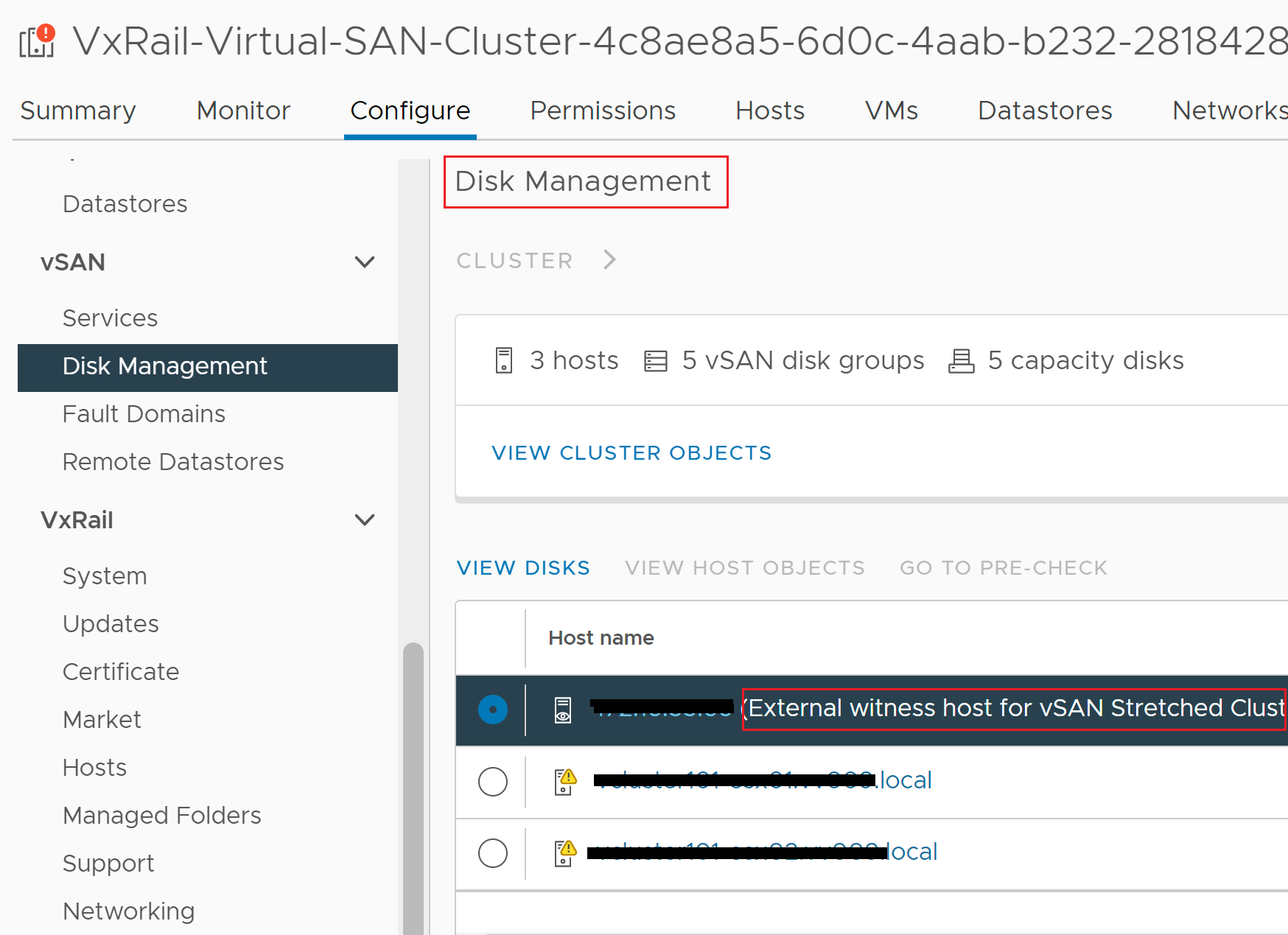 VxRail: Verify vSAN on-disk format version when using a shared witness to deploy vSAN 2-node ...